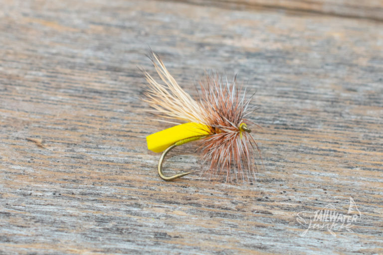 The Mercury Cased Caddis imitates Brachycentrus caddis larvae.